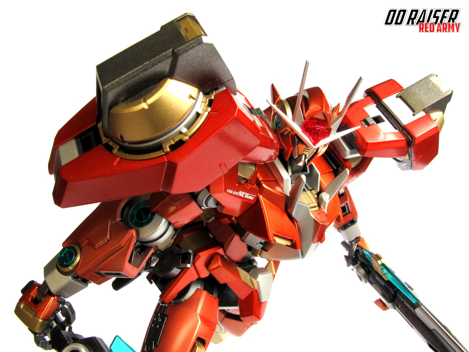 GUNDAM GUY: MG 1/100 GN-0000 + GNR-010 00 Raiser [Red Army] - Painted Build